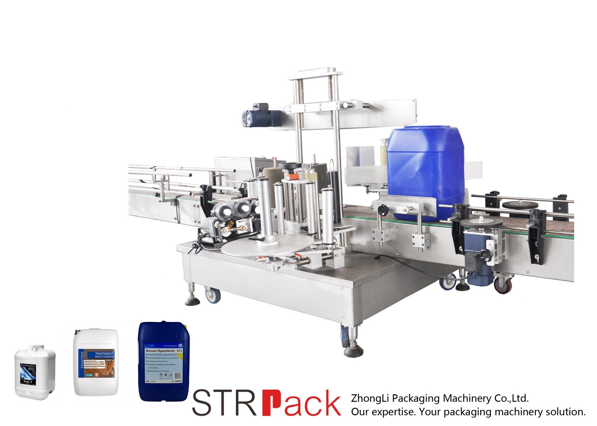Automatic Double Side Labeling Machine for 5-25L drum - Strpack
